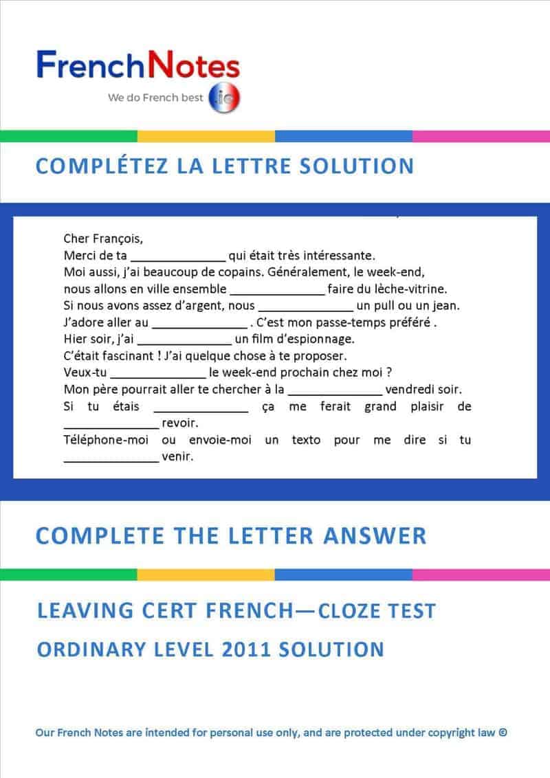 French Leaving Cert - French Exam Papers