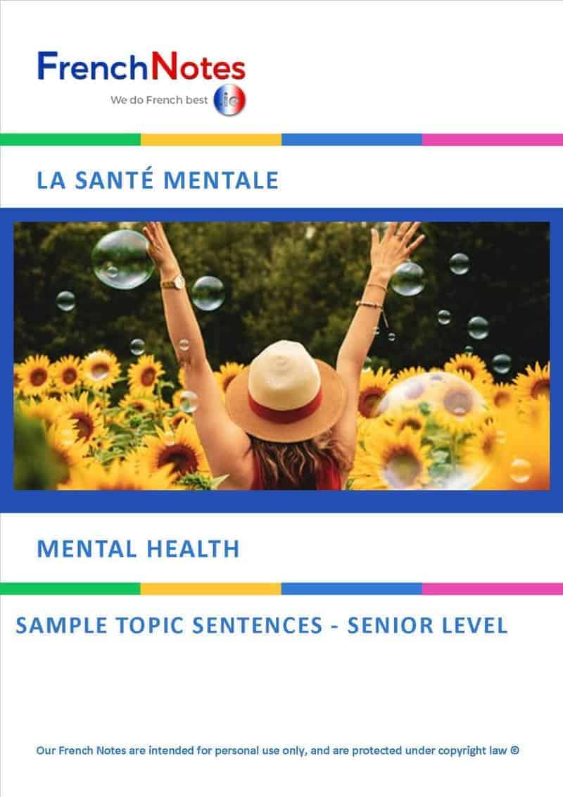 Mental Health - French Notes Leaving Cert French Sentences
